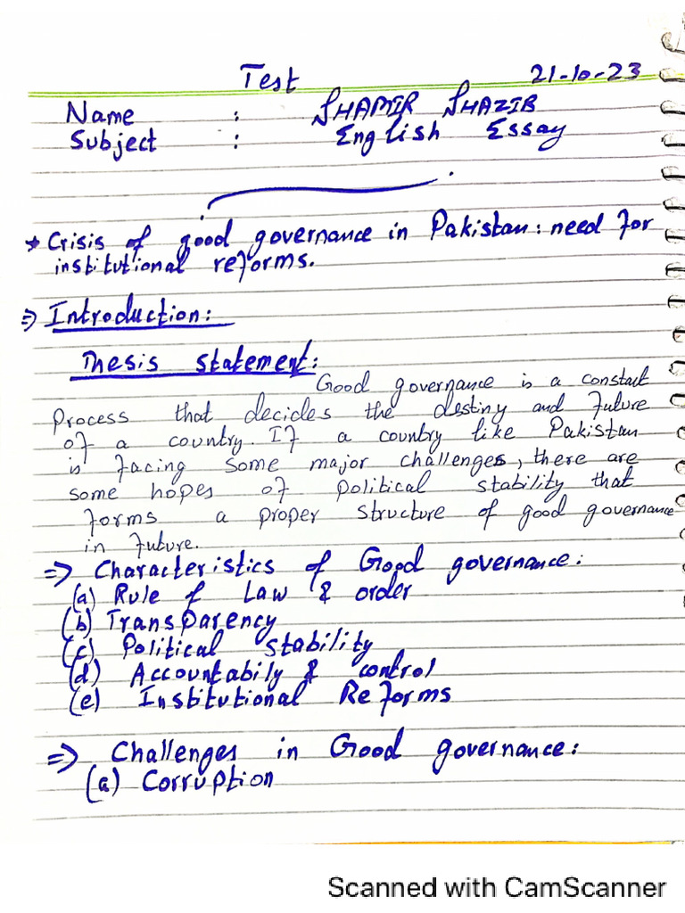 English Essay Outline .Shamir Shazib | PDF