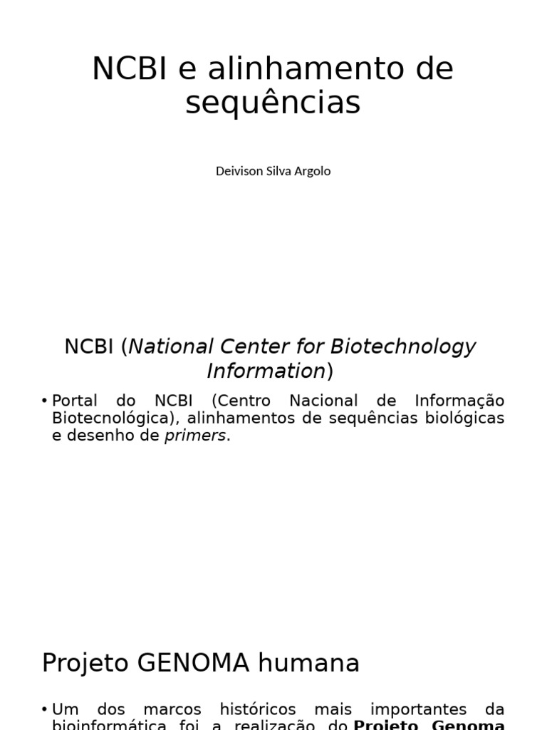 NCBI e Alinhamento de Sequências | PDF