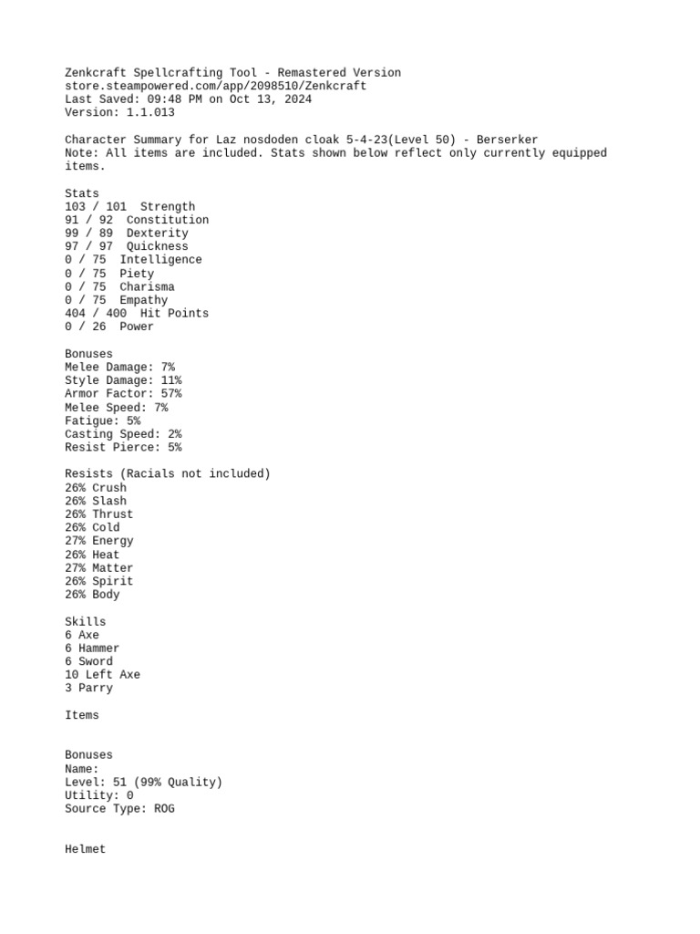 Laz Nosdoden Cloak 5-4-23 - Summary | PDF