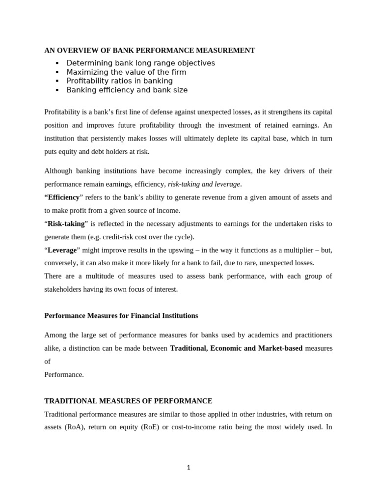 Bank Performance Measurement BCOM | PDF