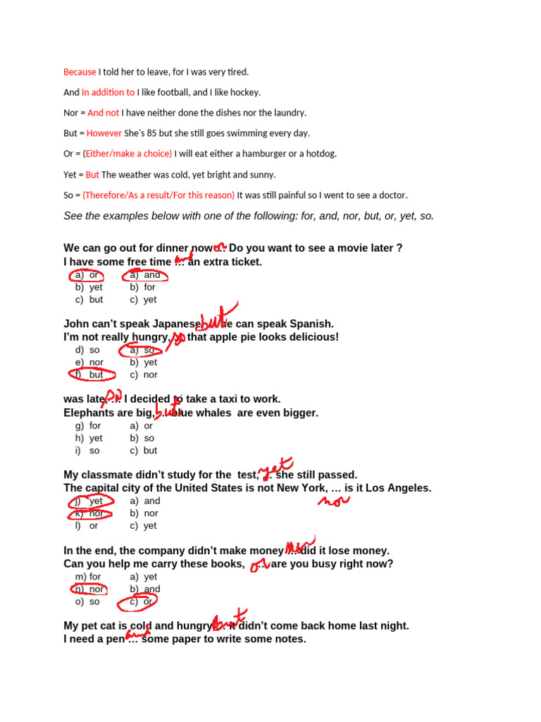 Definition and Exercise On FANBOYS | PDF