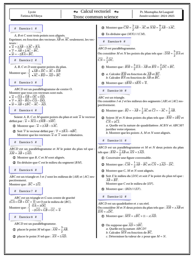 Calcul Vectoriel | PDF