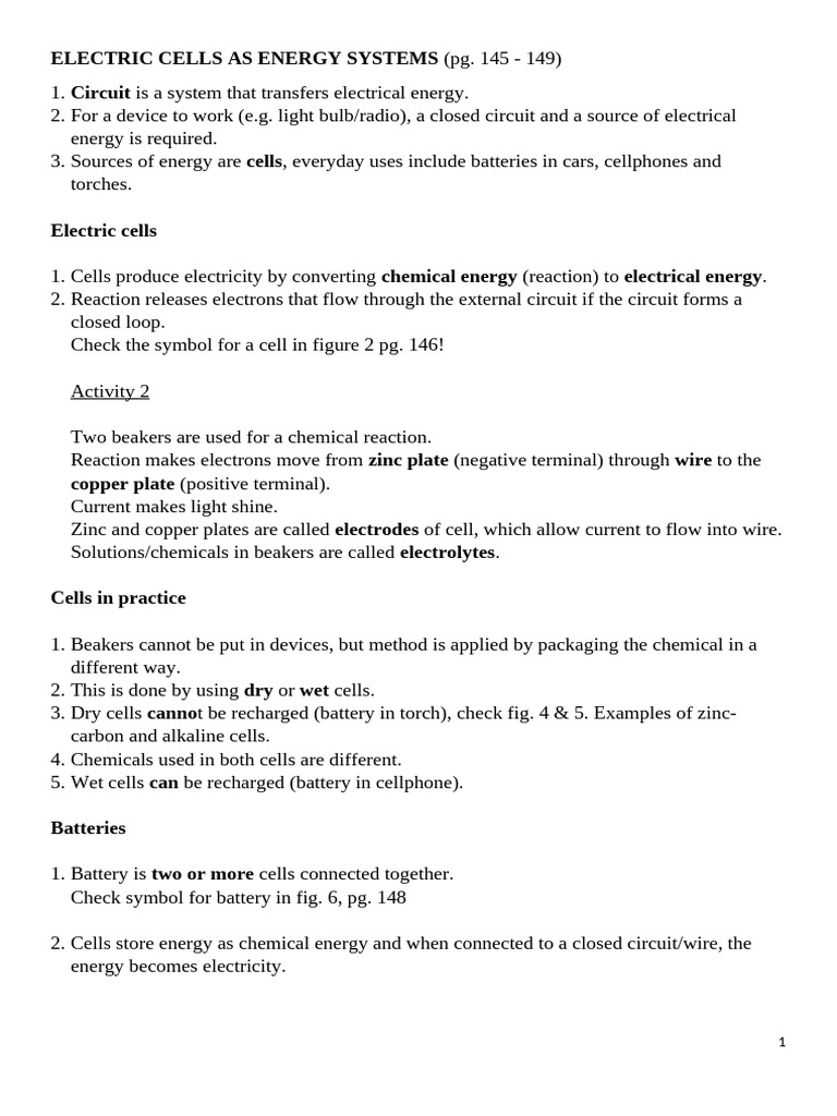 3C - Electric cells | PDF