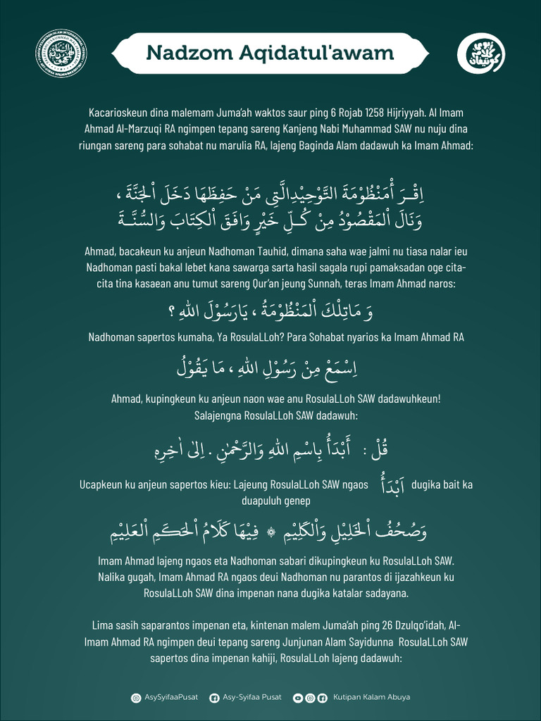 Aqidatul Awam - Basa Sunda(Copy 2) | PDF