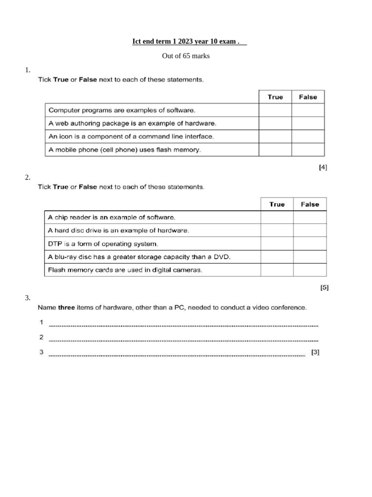 Year 10 ICT Exam Questions 2023 | PDF | Computers | Technology & Engineering