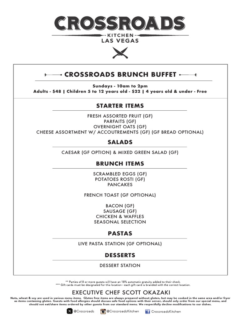 Crossroads Menu Las Vegas Brunch | PDF