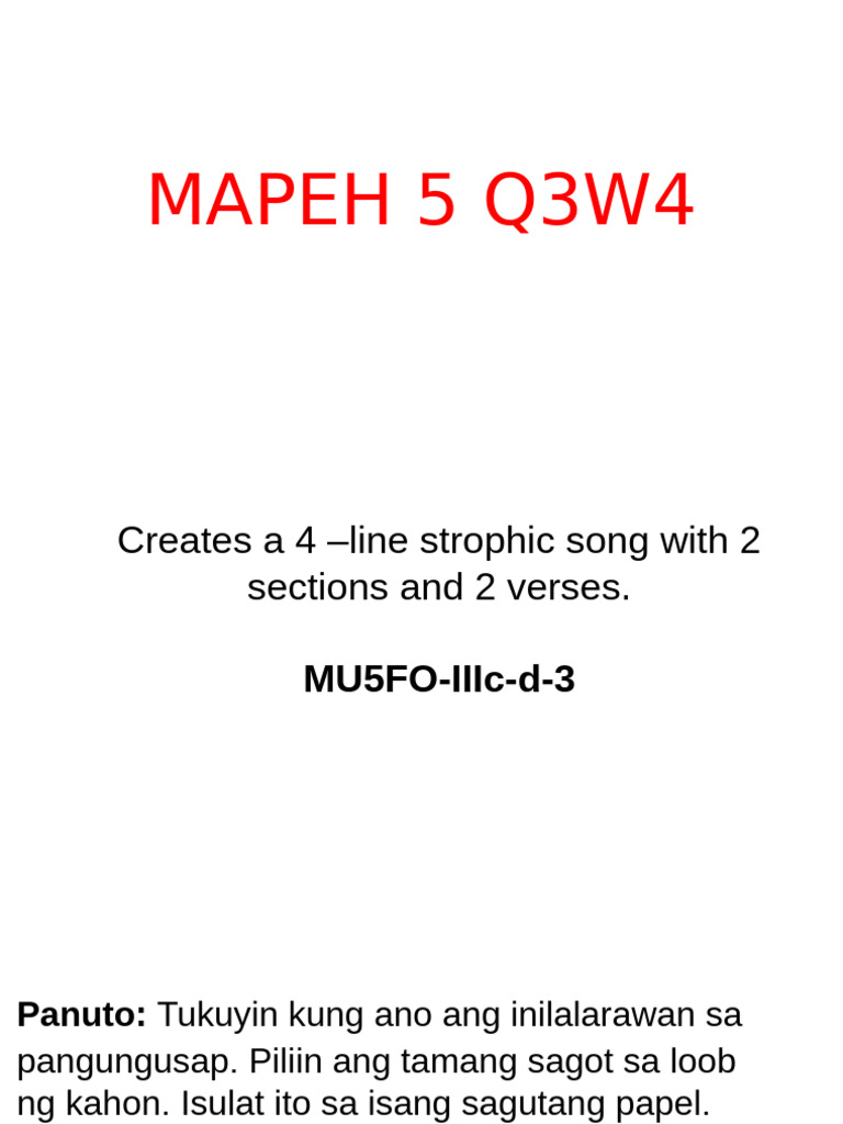 Mapeh 5 q3w4 Ppt | PDF