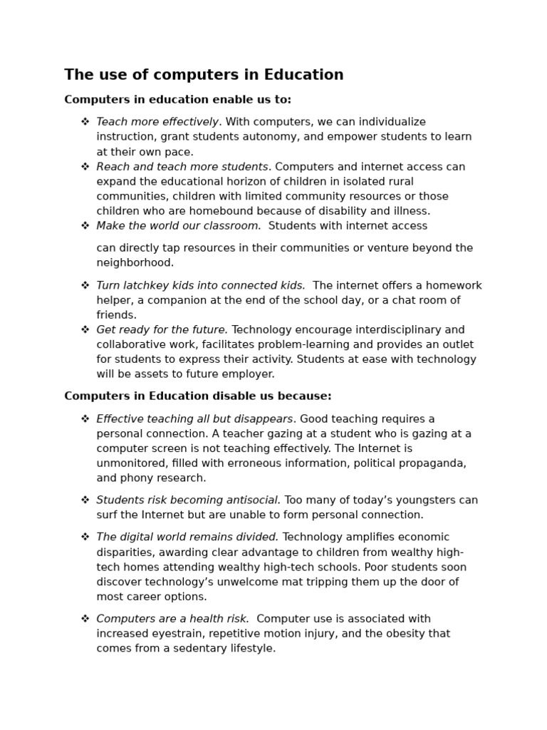Impact of Computers on Education | PDF | Social Science