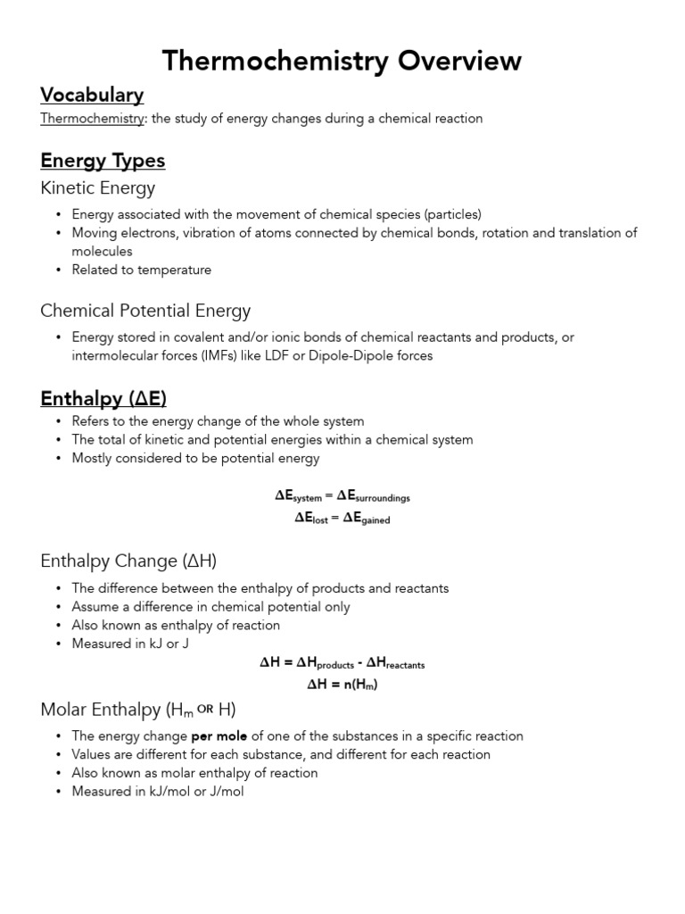 Thermochemistry Review | PDF | Catalysis | Chemical Reactions