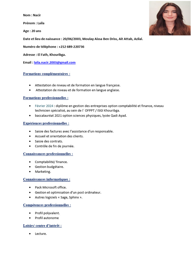 CV de leila 2 » compressé » compressé | PDF