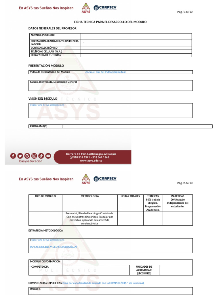FO FICHA TECNICA MODULO PROCESOS DE EVALUACION | PDF