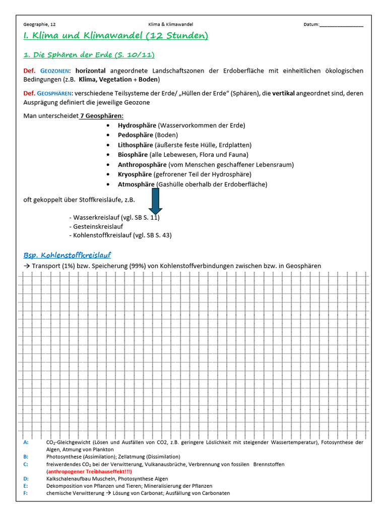 AB - Geozonen Geosphären C-Kreislauf | PDF