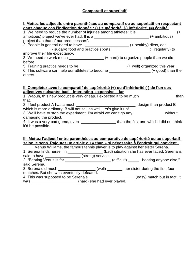 WKSH Comparatif Et Superlatif | PDF