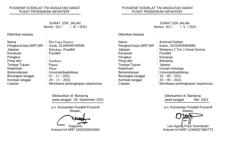 Surat Jalan Bulanan Aju Wadan | PDF