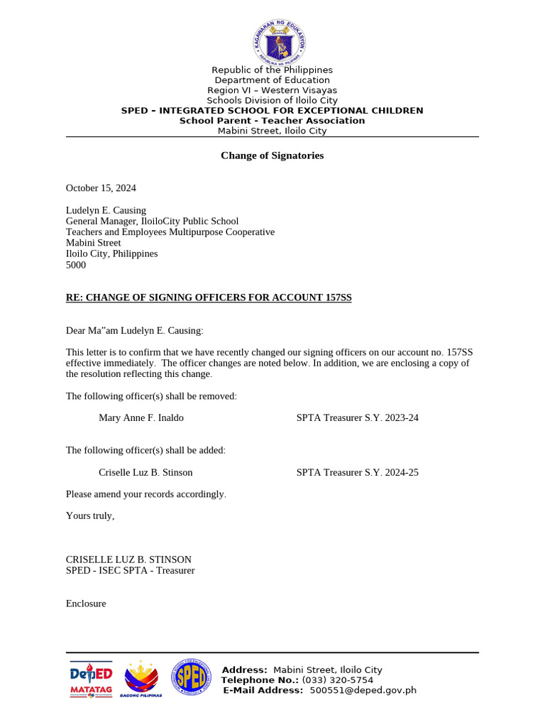 Change of Signatories | PDF | Wellness