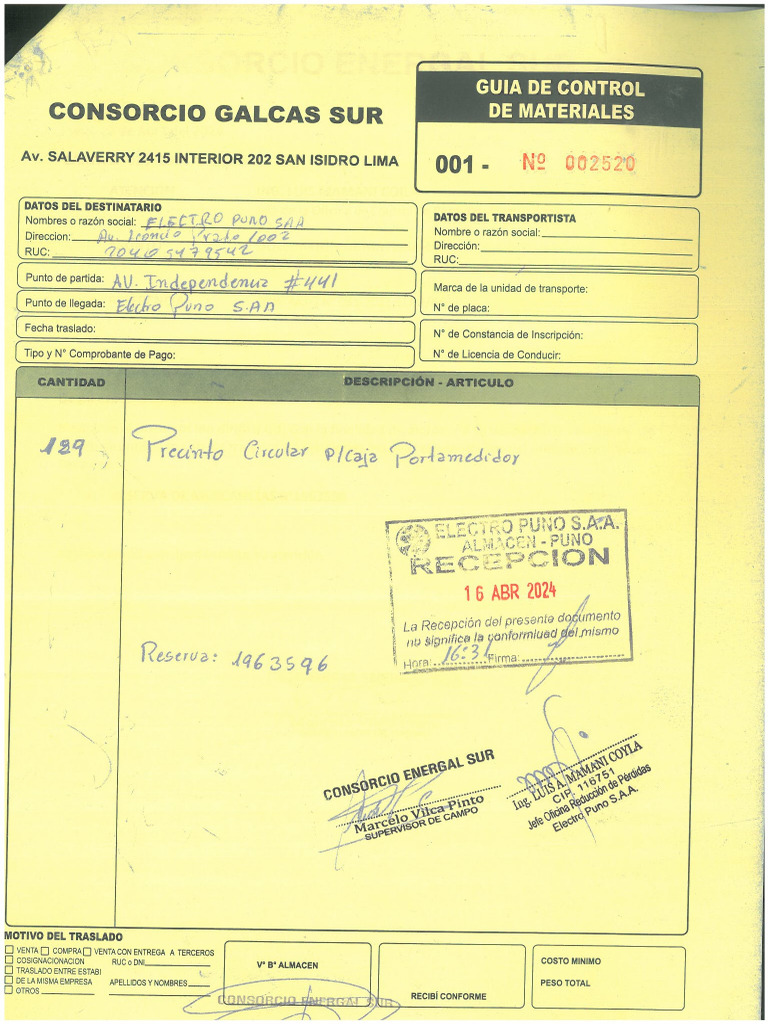 GUIA DE DEVOLUCION N°1963596 | PDF