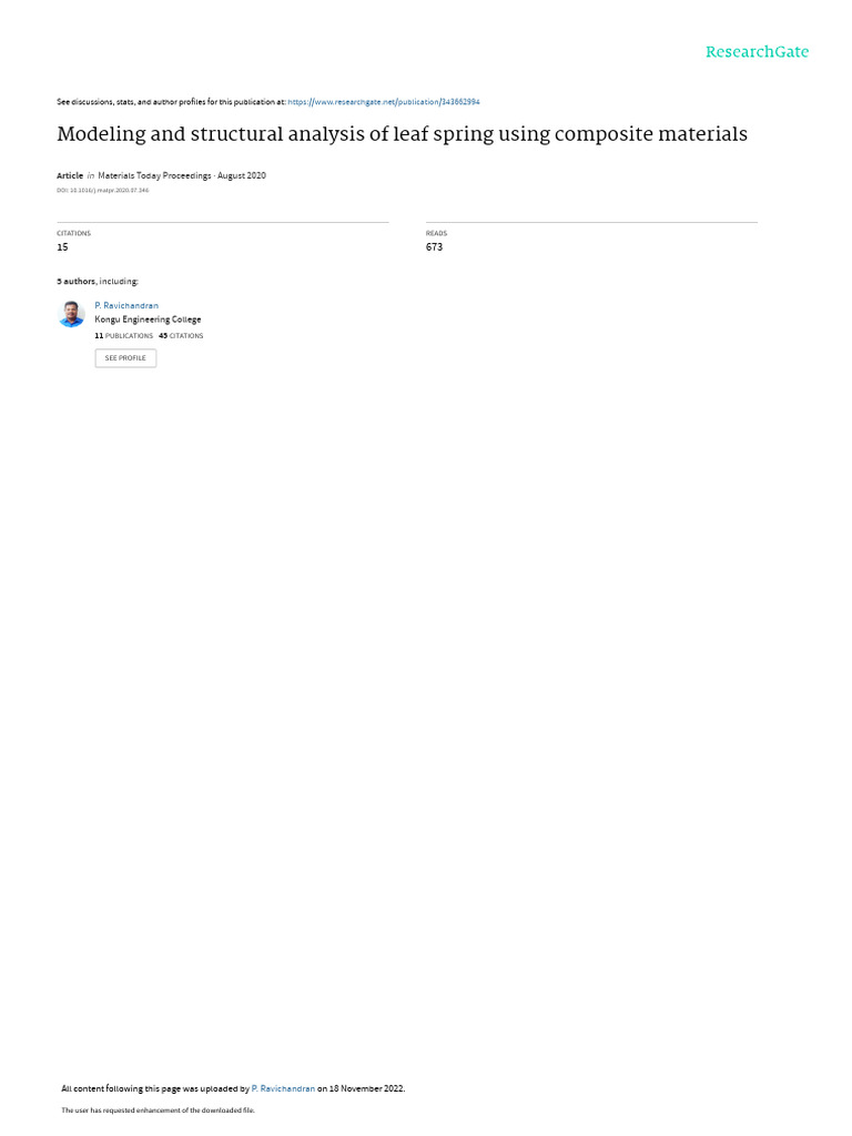 Modeling And Structural Analysis Of Leaf Spring Using Composite Materials Pdf