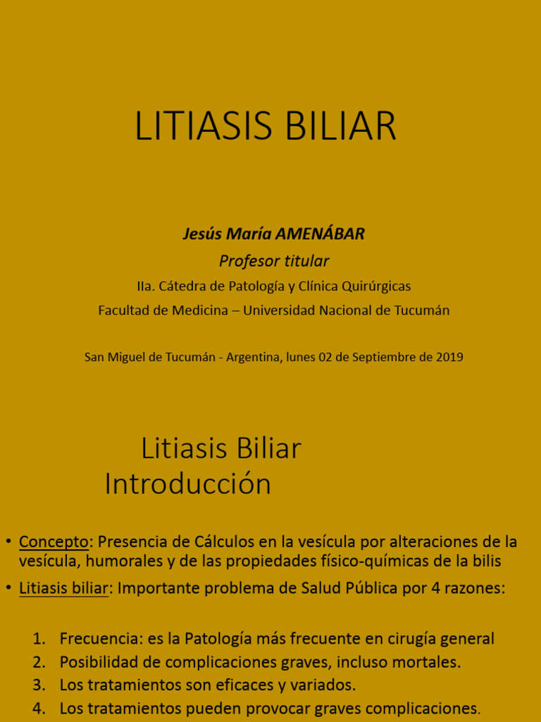 Litiasis Biliar Prof. Dr. Jesus Amenabar | PDF