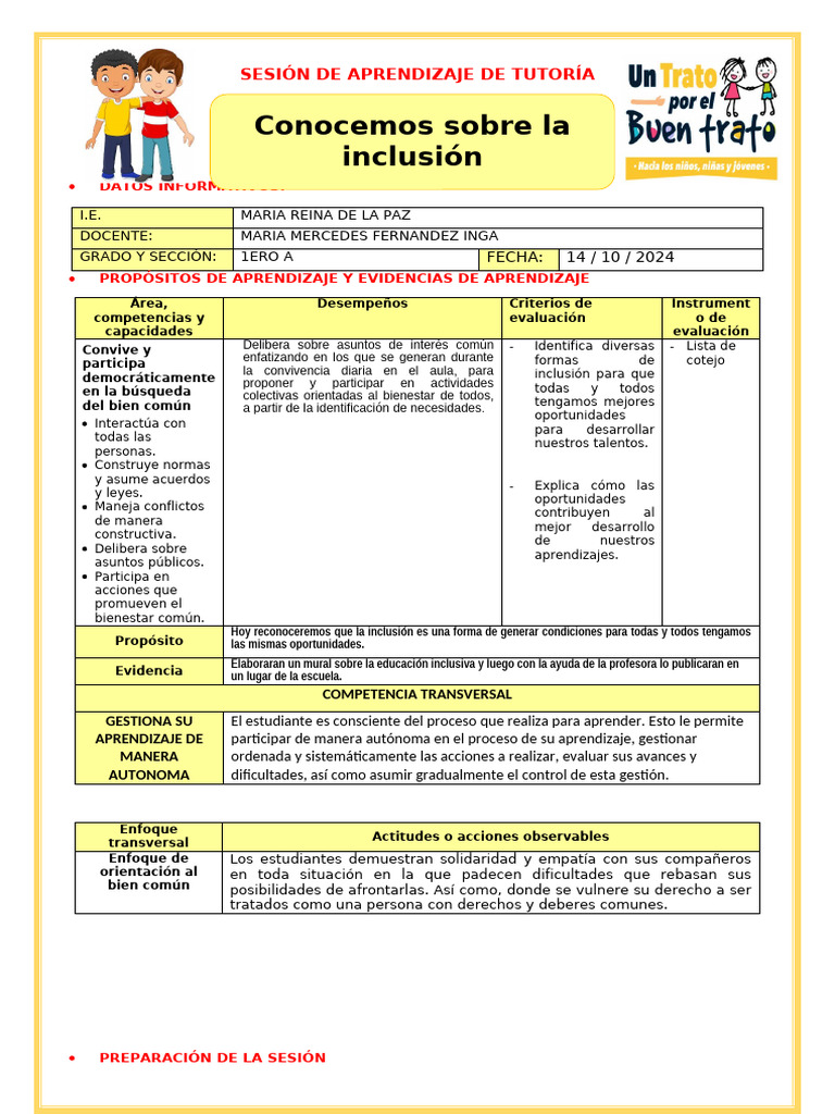 TUTORIA La Inclusion | PDF
