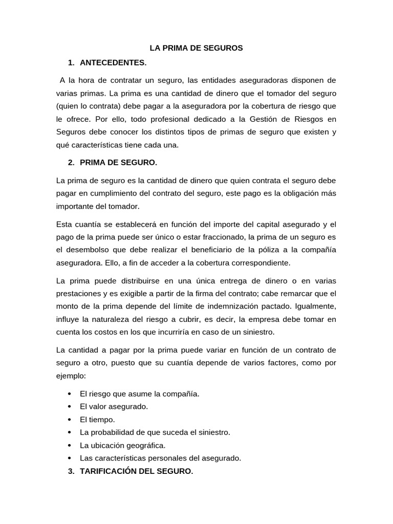Tema N°4 La Prima de Sguros | PDF