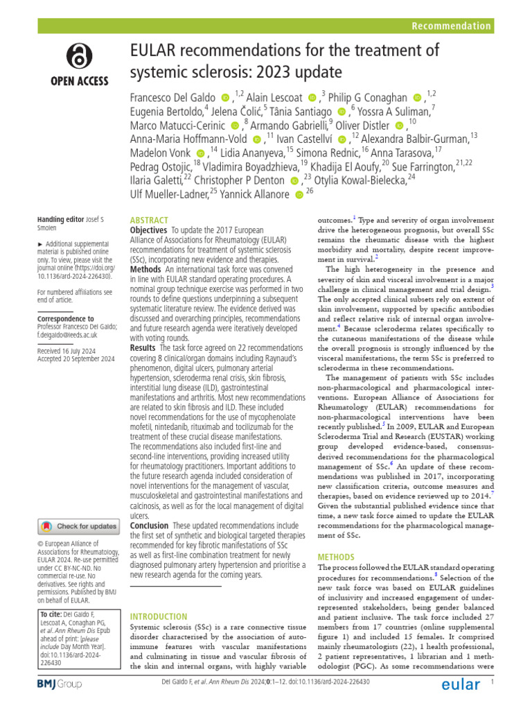 Esclerosis sistémica EULAR | PDF
