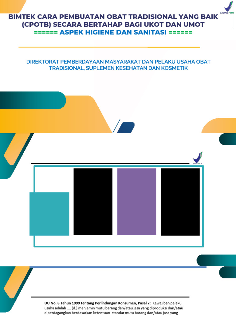Bimtek CPOTB Bertahap Tahap 1, Higiene Sanitasi Bagi UKOT Dan UMOT | PDF