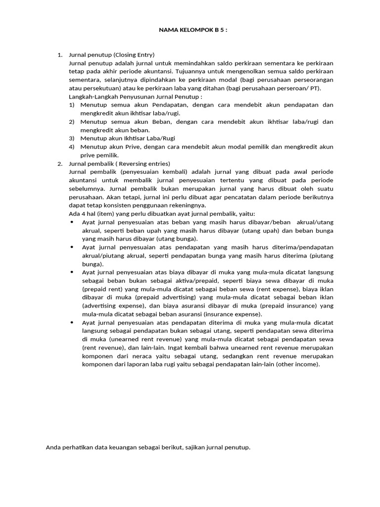 TUGAS MODUL_PROFESIONAL (Jurnal penutup dan Pembalik) | PDF