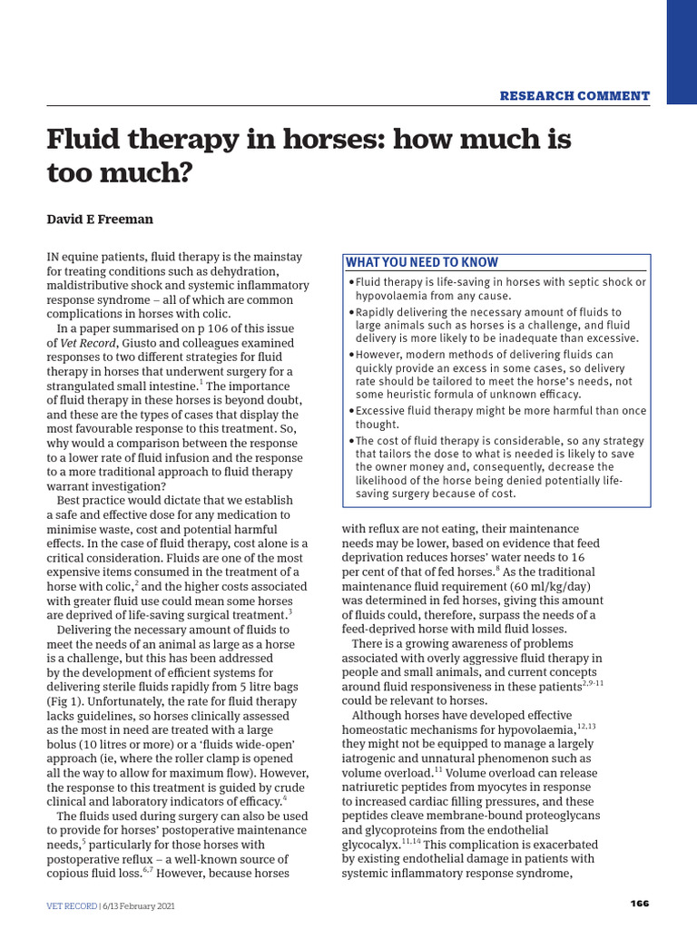 Fluid Therapy in Horses | PDF