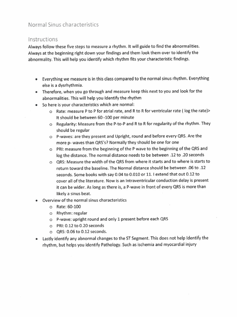 Normal Sinus Characteristics | PDF