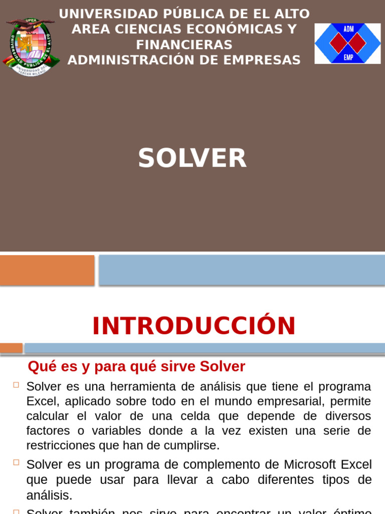 Solver Excel | PDF
