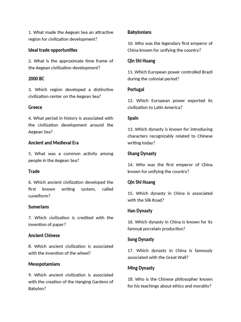 ANCIENT MIDTERM POSSIBLE QUESTIONS | PDF ANCIENT MIDTERM POSSIBLE QUESTIONS | PDF