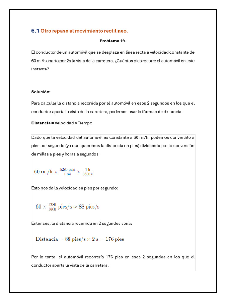 Otro Repaso Al Movimiento Rectilíneo.: Problema 19 | PDF