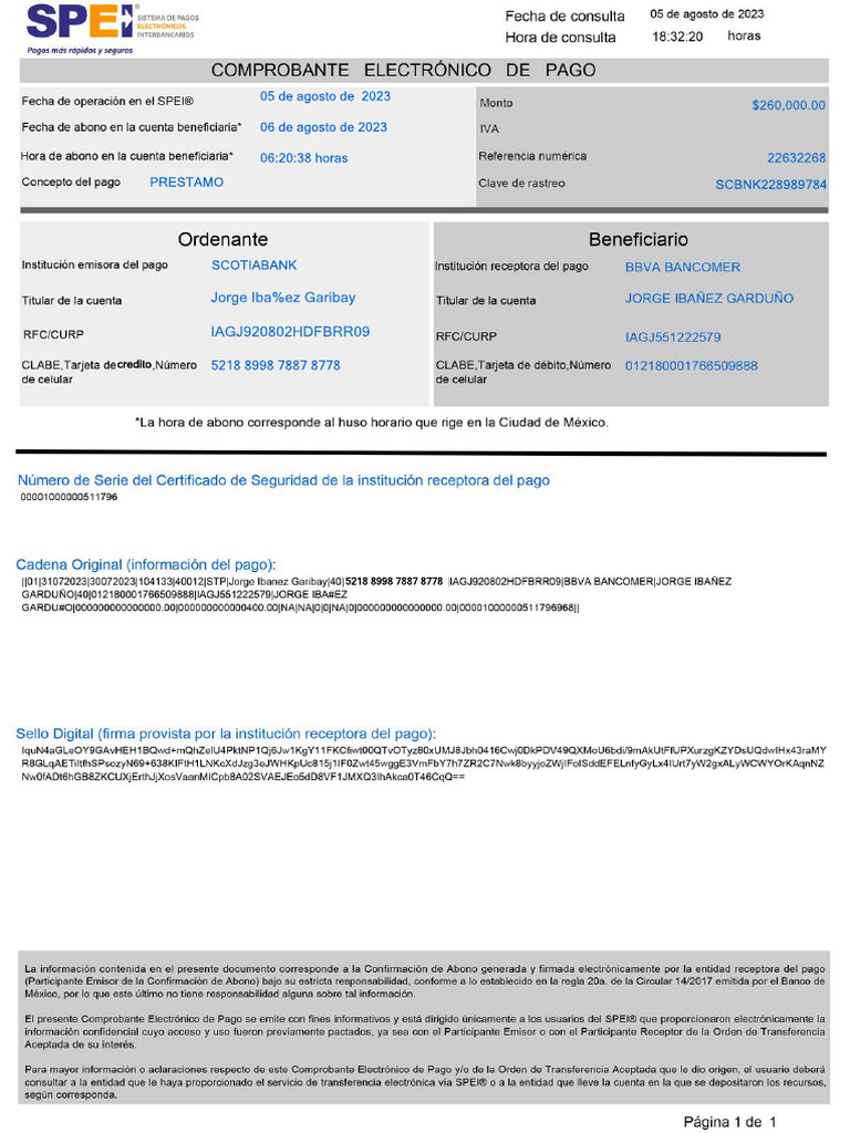 SPEI Transferencia Interbancaria Scotiabank | PDF