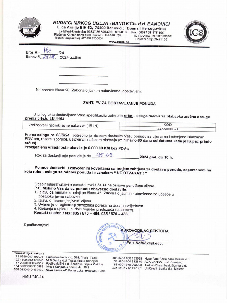 1725253956-Zahtjev Za Ponudu A-183 | PDF