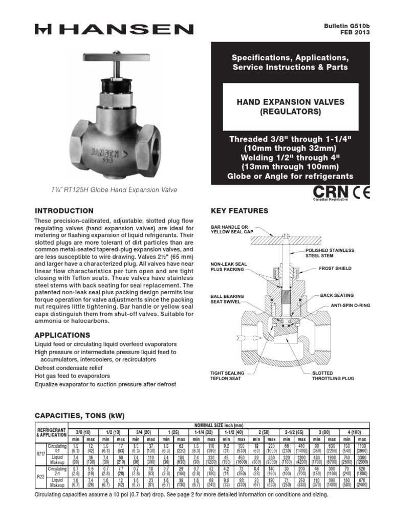 Hand Expansion Valves RSB-126H | PDF