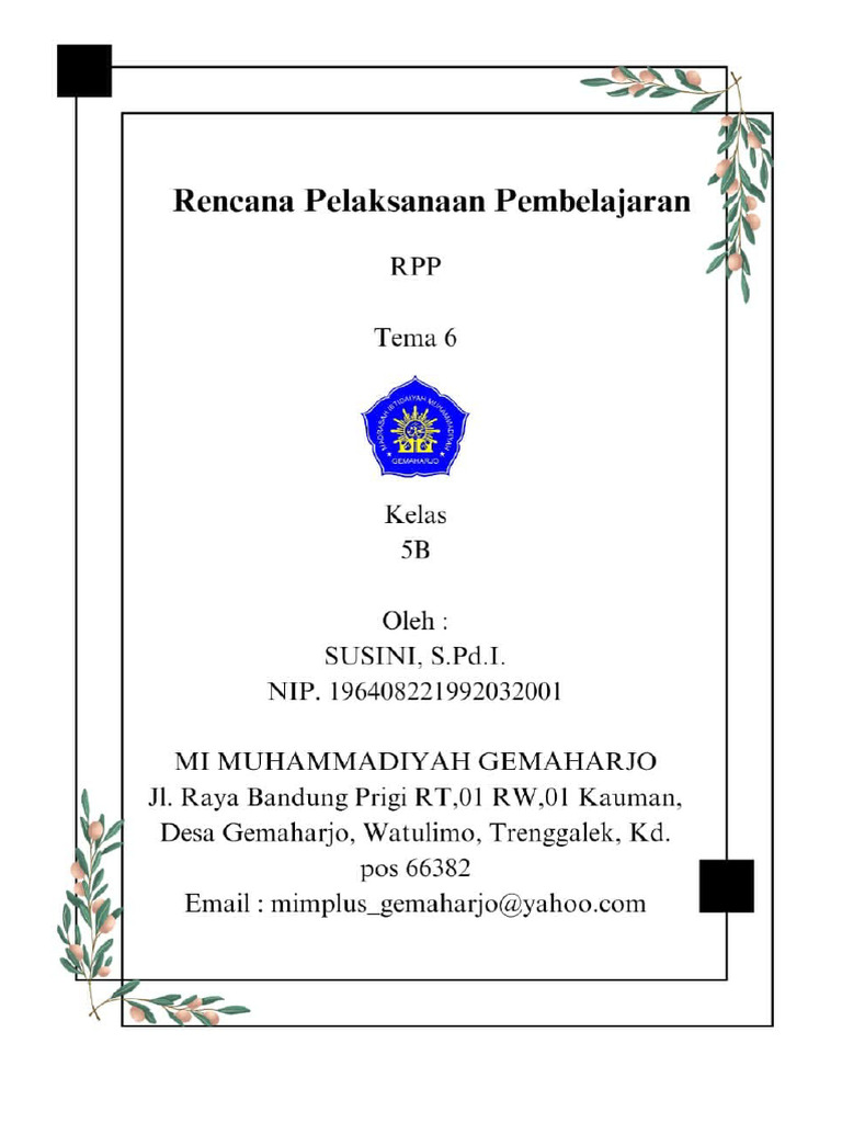 RPP Kelas 5 Tema 6 | PDF