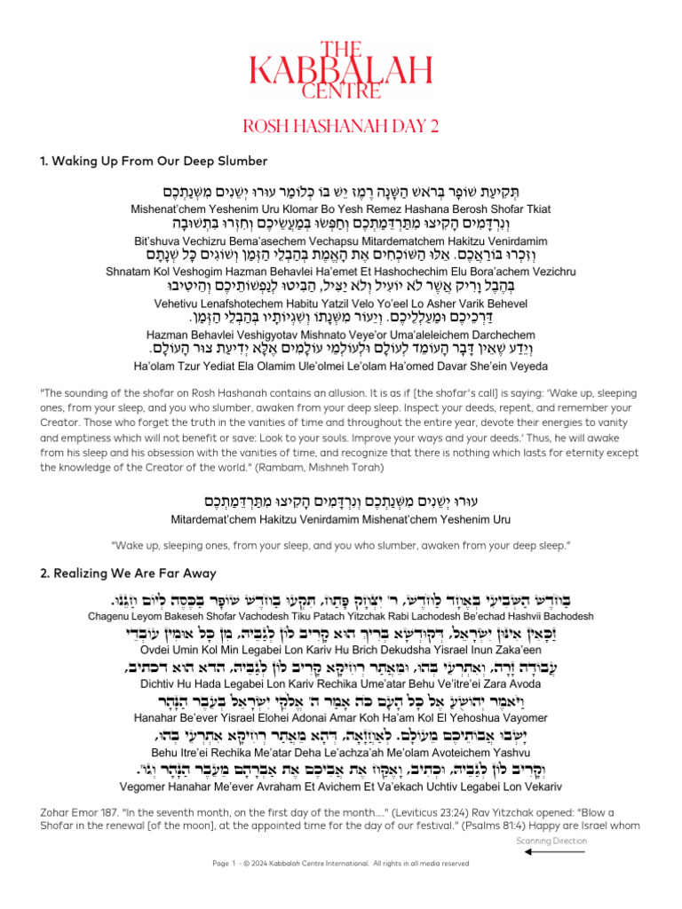 Rosh Hashanah Shofar Reflections | PDF | Hebrew Words And Phrases ...