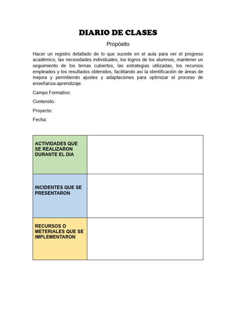 Diario de Clases | PDF