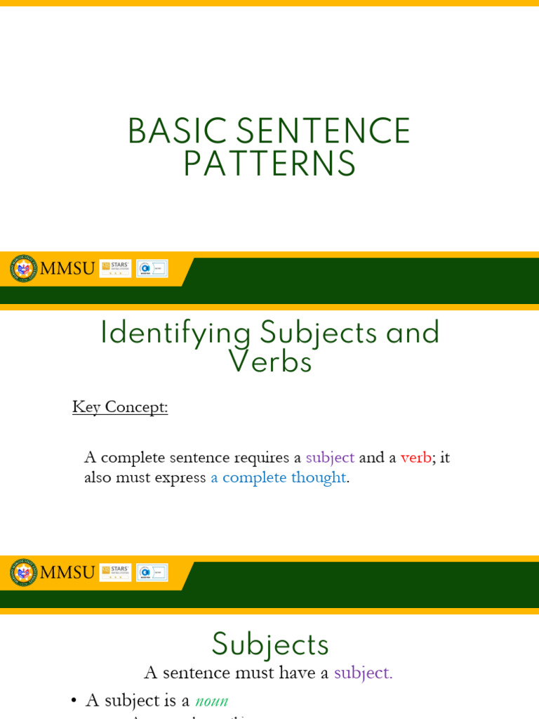 Basic Sentence Patterns | PDF