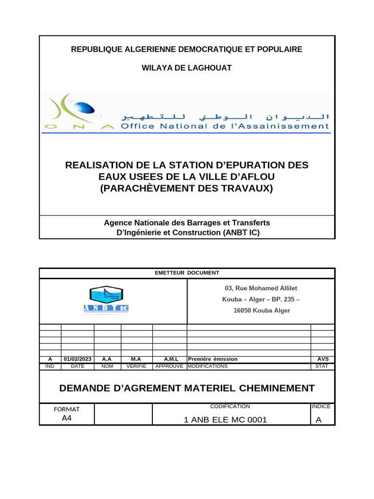 Demande D'agrement Materiel Basse Tension Chemines de Cable Et ...
