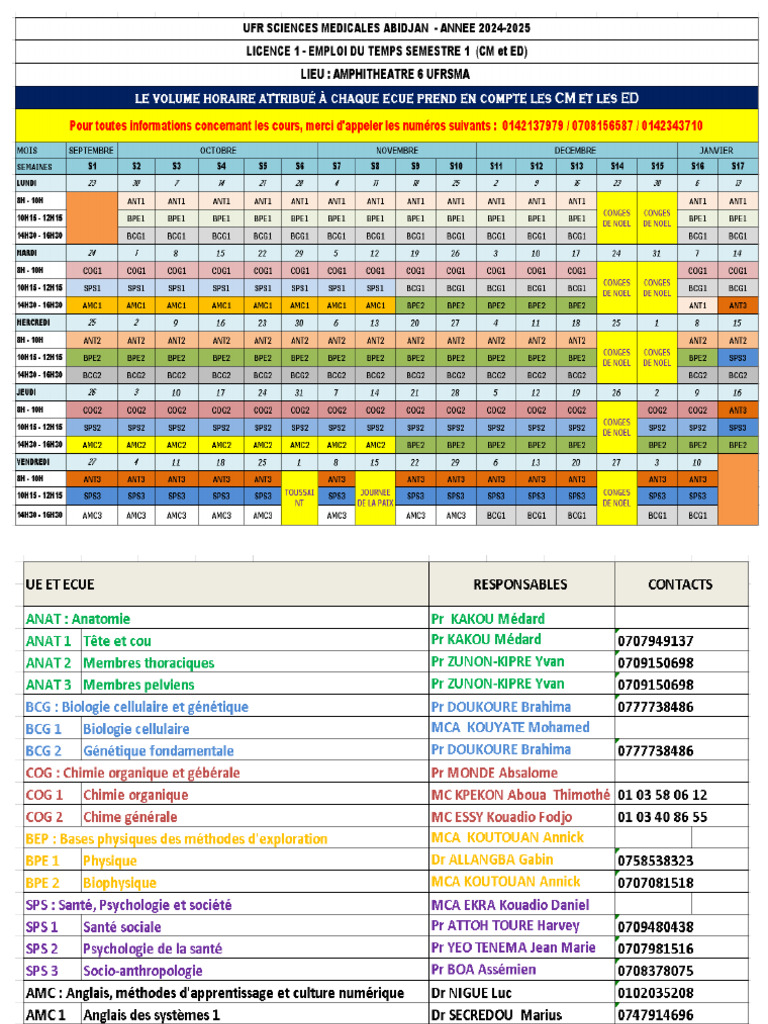 PROGRAMME_COURS_L1_S1_2024_2025 | PDF