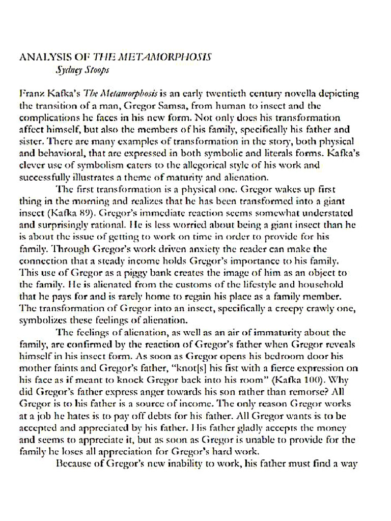 The Metamorphosis (analysis) | PDF