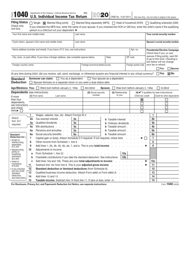 Form 1040 | PDF | Tax Deduction | Tax Refund