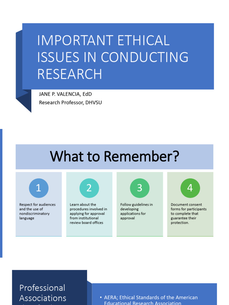 IMPORTANT ETHICAL ISSUES IN CONDUCTING RESEARCH-janepv | PDF