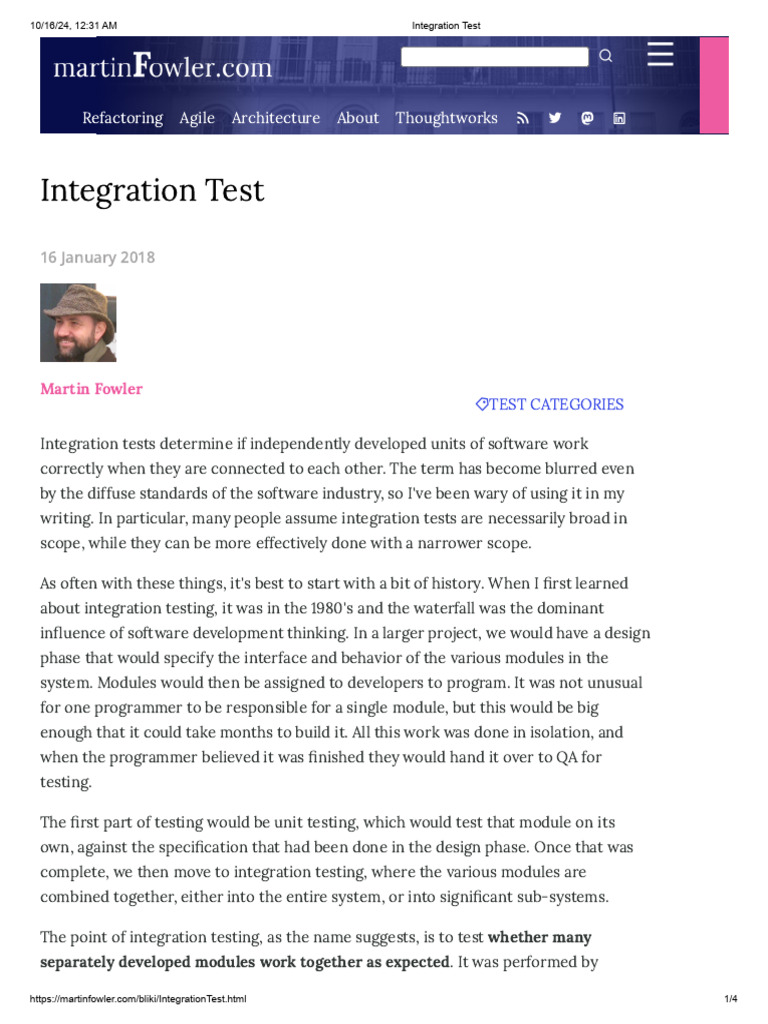 Integration Test - Martin Fowler | PDF