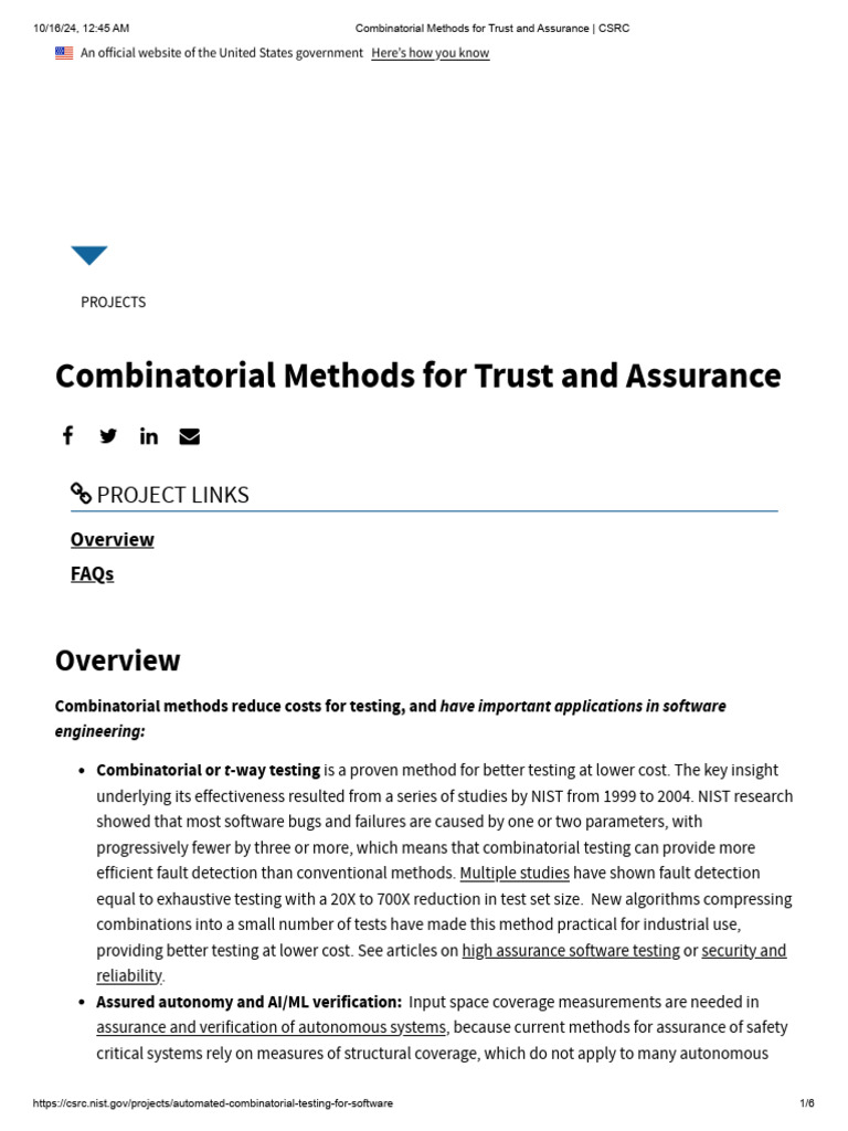 Automated Combinatorial Testing For Software | PDF