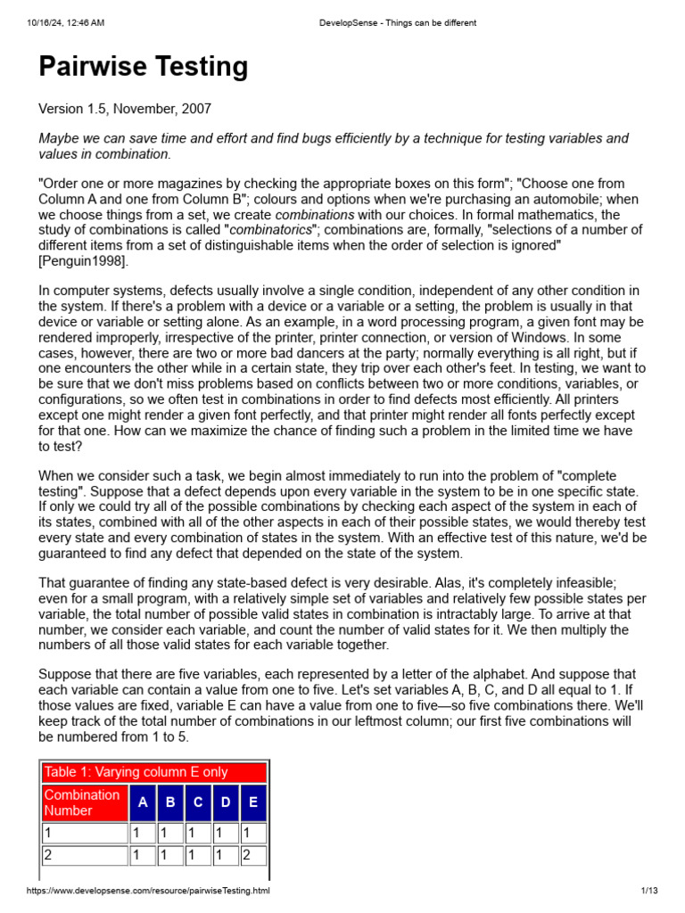 Pairwise Testing Pdf