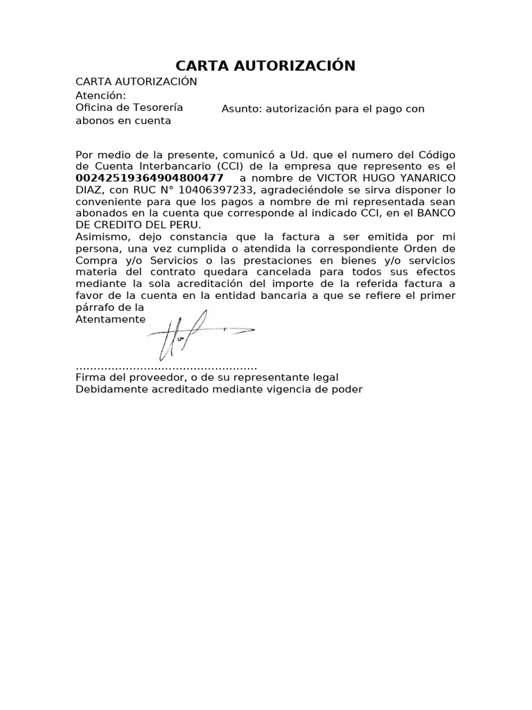 Formato de Carta Cci | PDF