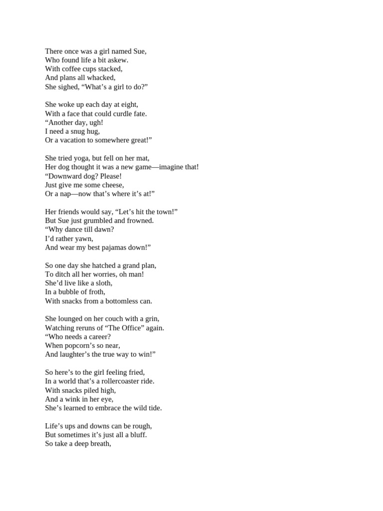 There Once Was A Girl Named Sue | PDF