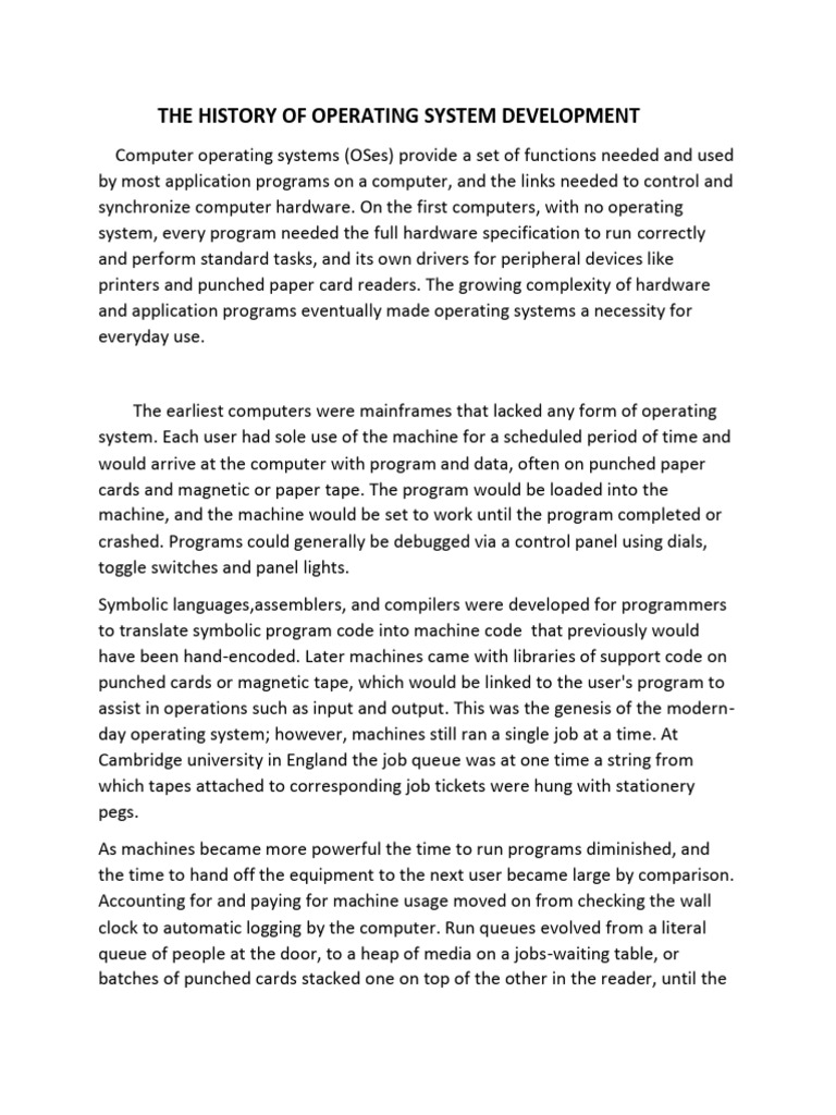 The History of Operating System | PDF